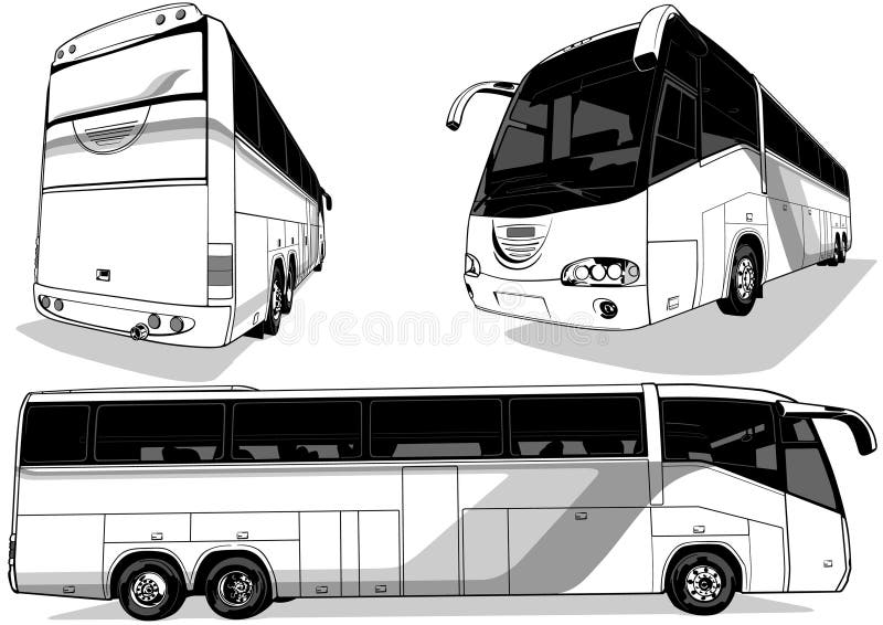 Set of Drawings of a Intercity Bus from Three Views Stock Vector ...