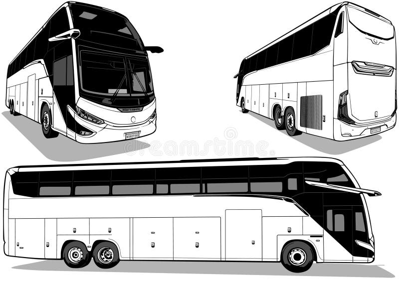 Set of Drawings of a Intercity Bus from Three Views Stock Vector ...