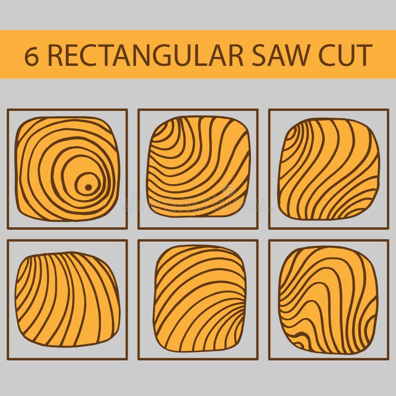 A Set of Drawings of Rectangular Cut Tree Stock Illustration ...