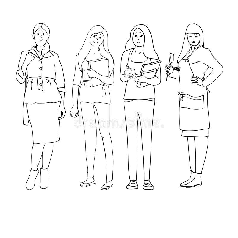 Female professions stock illustration. Illustration of comic - 139000295