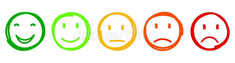 Set Drawn Colored Faces Emoticon, Cartoon Emoticons - Vector Stock ...