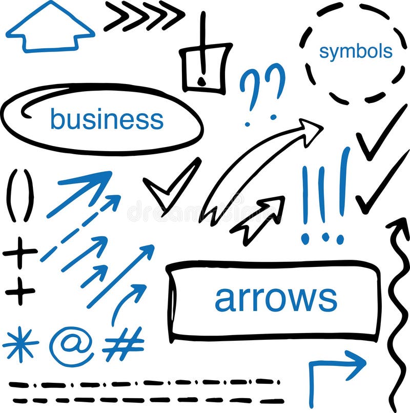 Set of Drawn by Hand Arrows, Frames and Symbols Stock Vector ...