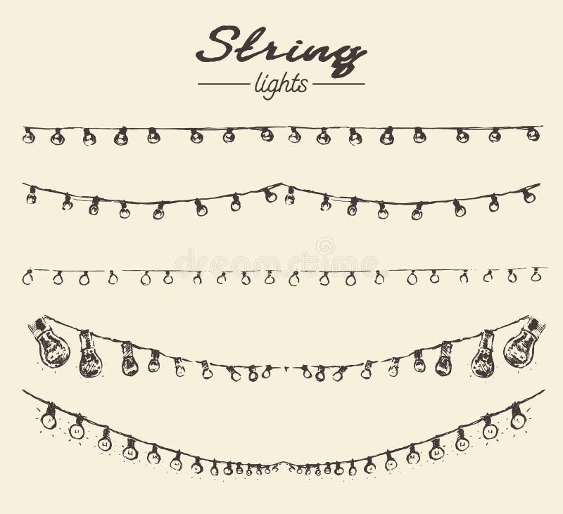 Set Drawn String Lights Ement Vector Illustration Stock Vector ...