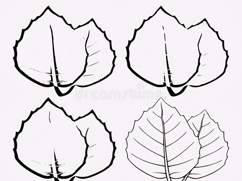 Set of Drawn Tree Leaves in Vector Stock Illustration - Illustration of ...