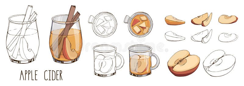 Set of Drawn Vector Elements in Orange Red and Blue Colors Isolated on ...