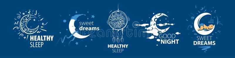 A Set of Drawn Vector Logos for Healthy and Sweet Dreams Stock ...