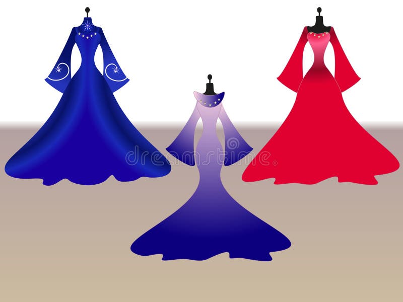 Set dresses on mannequins. stock vector. Illustration of showroom ...