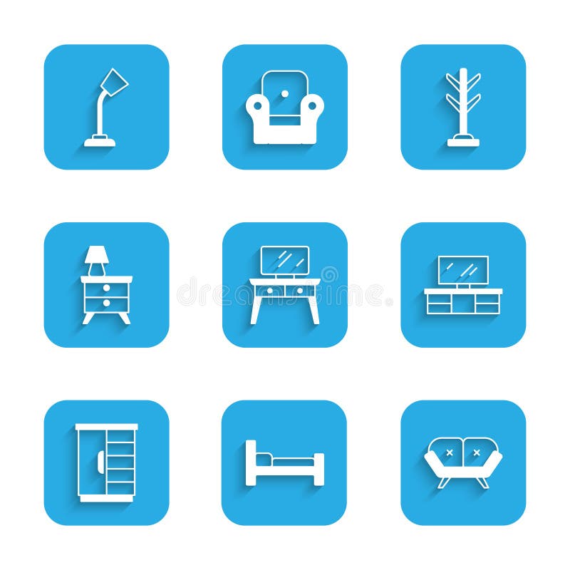 Set Dressing Table, Bed, Sofa, TV Stand, Wardrobe, Nightstand with Lamp ...