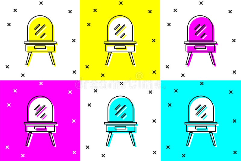 Set Dressing Table Icon Isolated on Color Background. Vector Stock ...