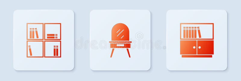 Set Dressing Table, Shelf with Books and Library Bookshelf. White ...