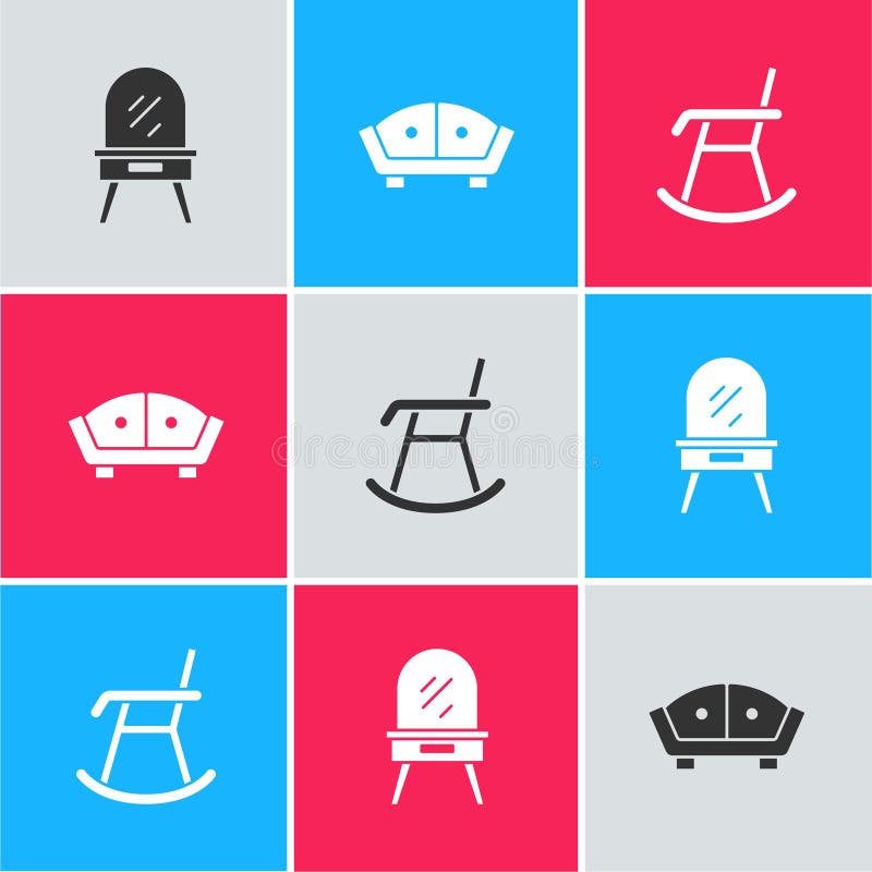 Set Dressing Table, Sofa and Armchair Icon. Vector Stock Vector ...