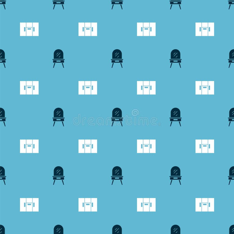 Set Dressing Table and Wardrobe on Seamless Pattern. Vector Stock ...