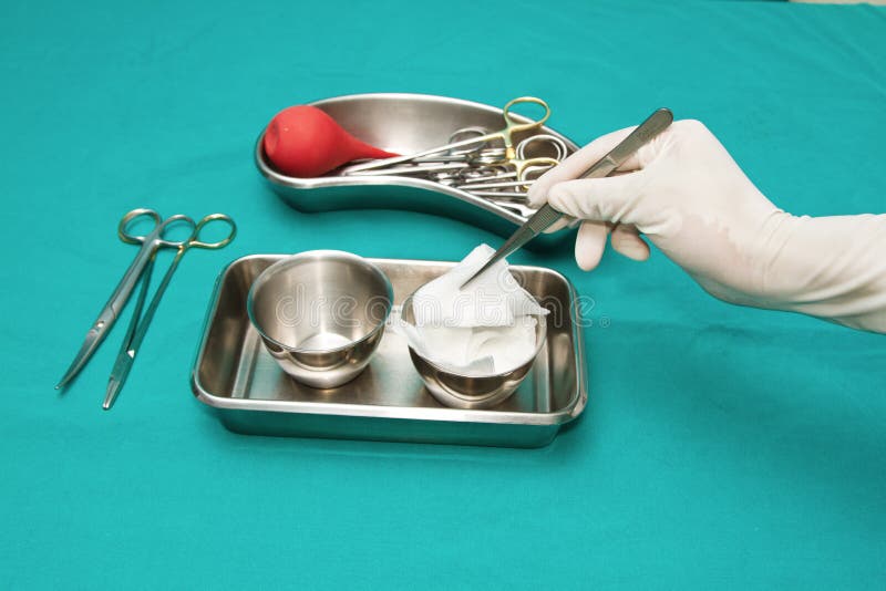 Set Of Dressing Wound Instrument With Doctor's Hand Stock Photo - Image ...