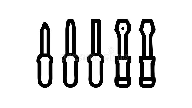 Set of Drill Bits, Represents Drilling Tools or Construction, Vector ...