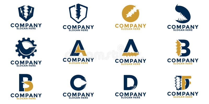 Set of Drill with Letter Logo Vector, Initial and Drill Logo Design Template Stock Vector ...