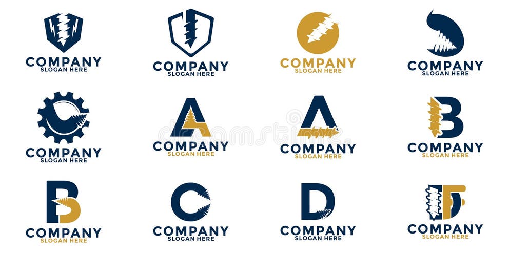Set of Drill with Letter Logo Vector, Initial and Drill Logo Design Template Stock Vector ...