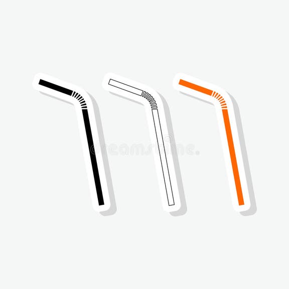 Set of Drinking Straw Sticker Icon Stock Vector - Illustration of ...