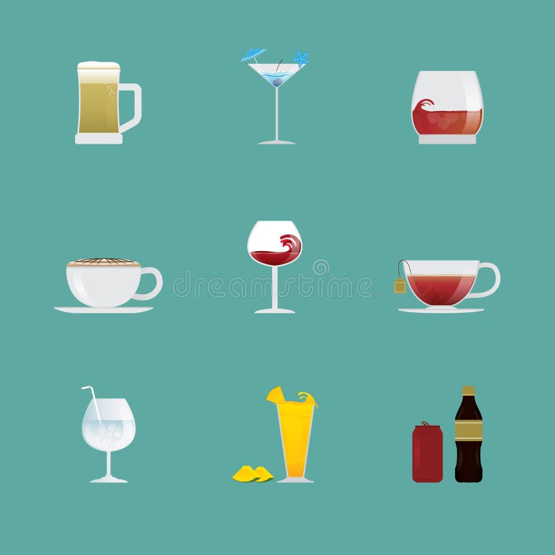 Set of Drinks and Beverage Vector Stock Vector - Illustration of menu ...