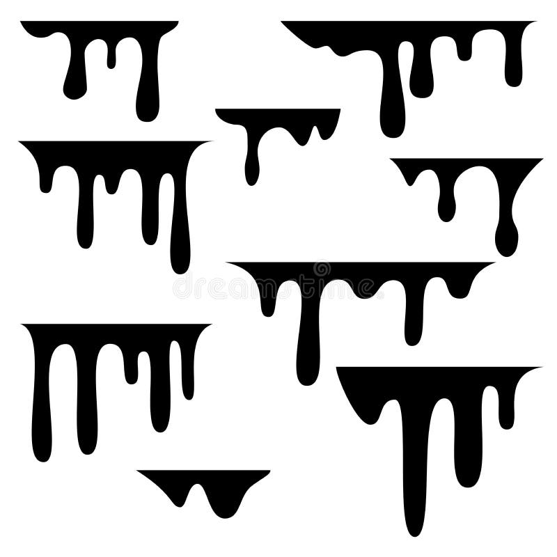 Drip Icon Set. Current Inks. Isolated Black Symbol Stock Illustration ...