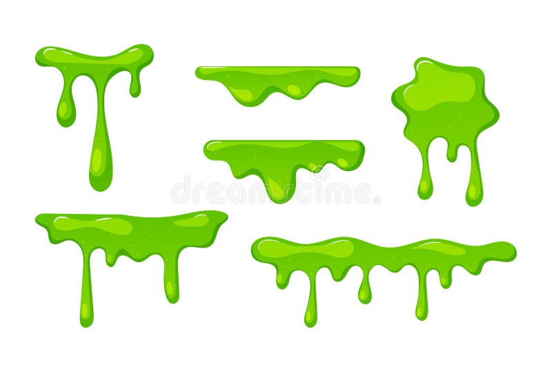 Set of Dripping Green Slime Textures, Border and Spots Isolated ...