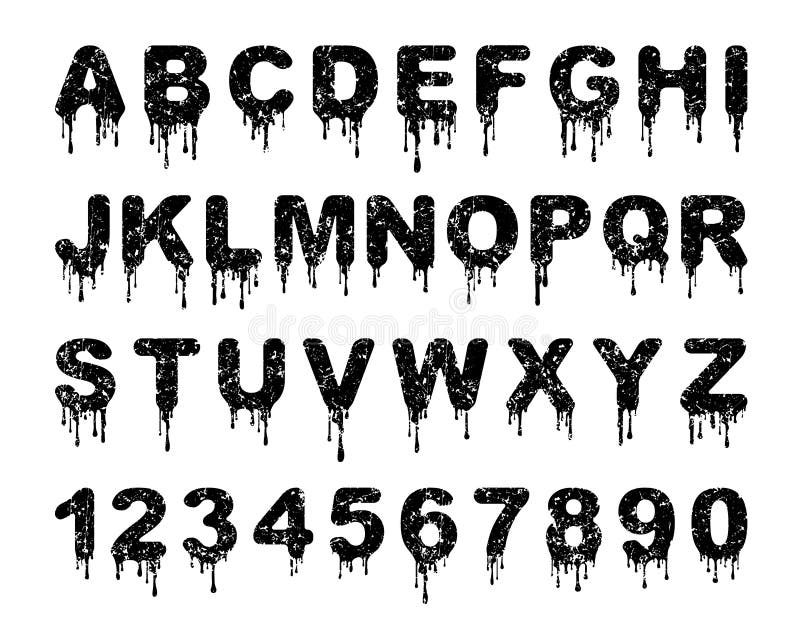 Set of Dripping, Grunge Vector Letters for Your Design Stock Vector ...