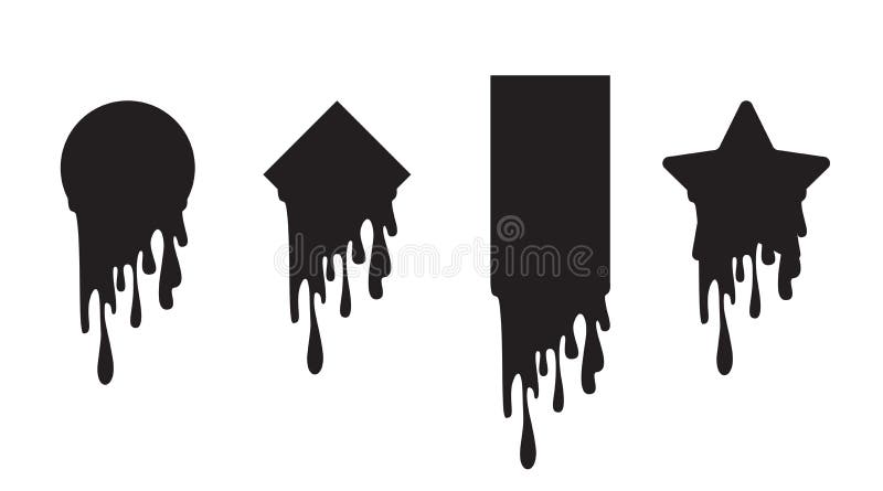 Set of Dripping Paint Icon Set. Current Liquid Stains, Inks. Paint ...
