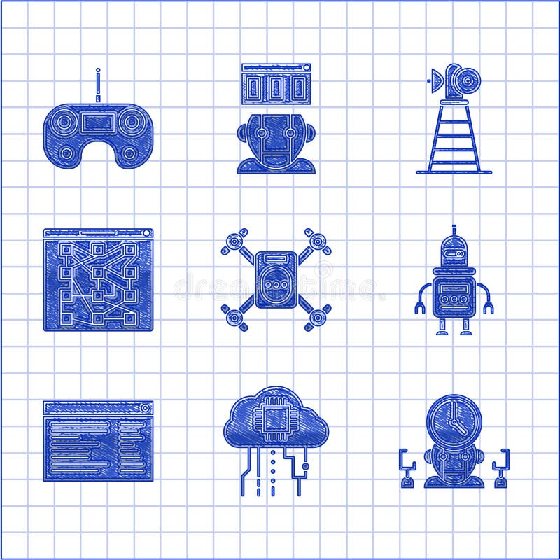 Set Drone Flying with Action Camera, Robot and Digital Time Manager, Software, Web Developer ...