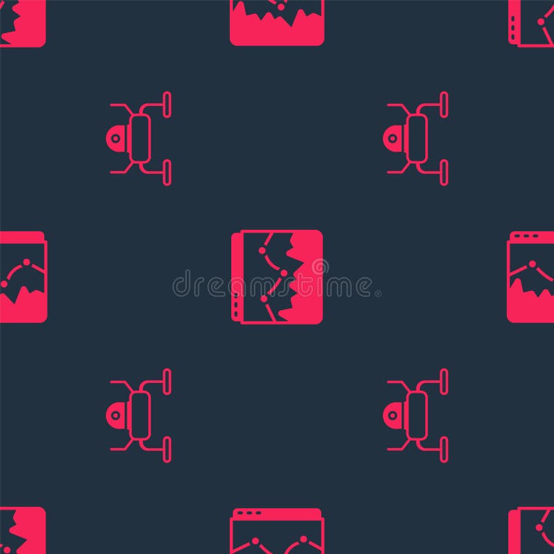 Set Drone Flying and Music Wave Equalizer on Seamless Pattern. Vector ...