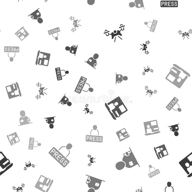 Set Drone, Journalist News, World and on Seamless Pattern. Vector Stock ...