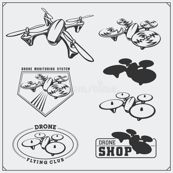 Set of Drone Labels, Badges, Emblems and Design Elements. Stock Vector ...