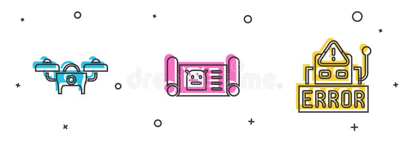 Set Drone, Robot Blueprint and Error Robot Icon. Vector Stock Vector ...