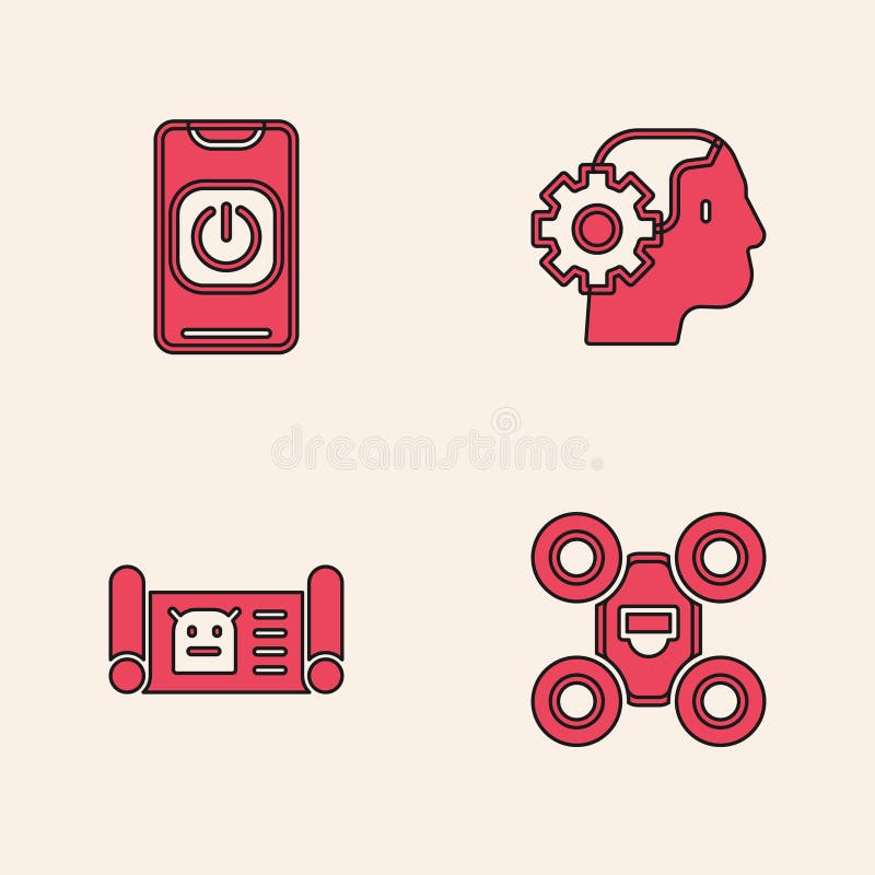 Set Drone, Turn Off Robot from Phone, Humanoid and Robot Blueprint Icon ... Set Drone, Turn Off Robot from Phone, Humanoid and Robot Blueprint Icon ...
