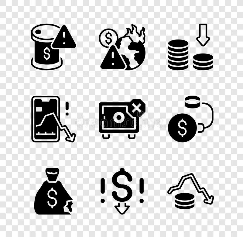 Set Drop in Crude Oil Price, Global Economic Crisis, Dollar Rate Decrease, Money Bag, Mobile ...