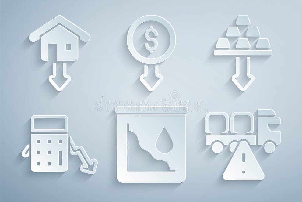 Set Drop in Crude Oil Price, Gold Bars, Calculation of Expenses, Stop Delivery Cargo Truck ...