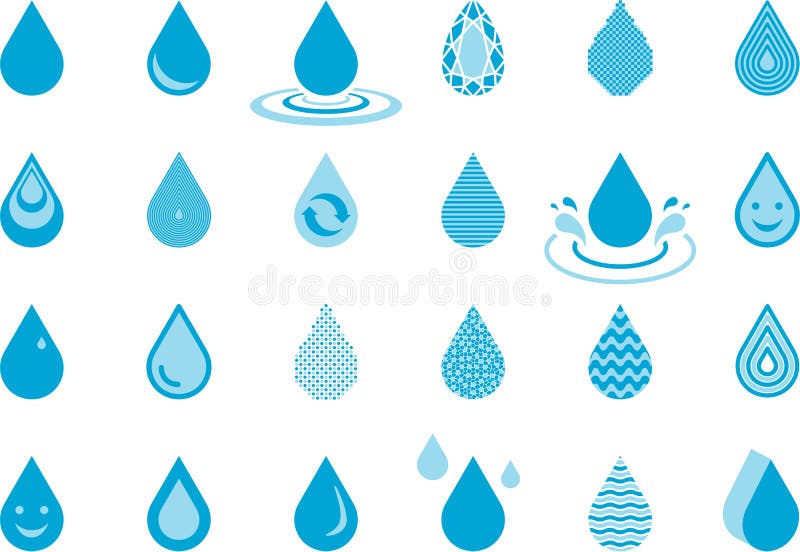 Water Drops Icon Set stock vector. Illustration of floral - 37121160
