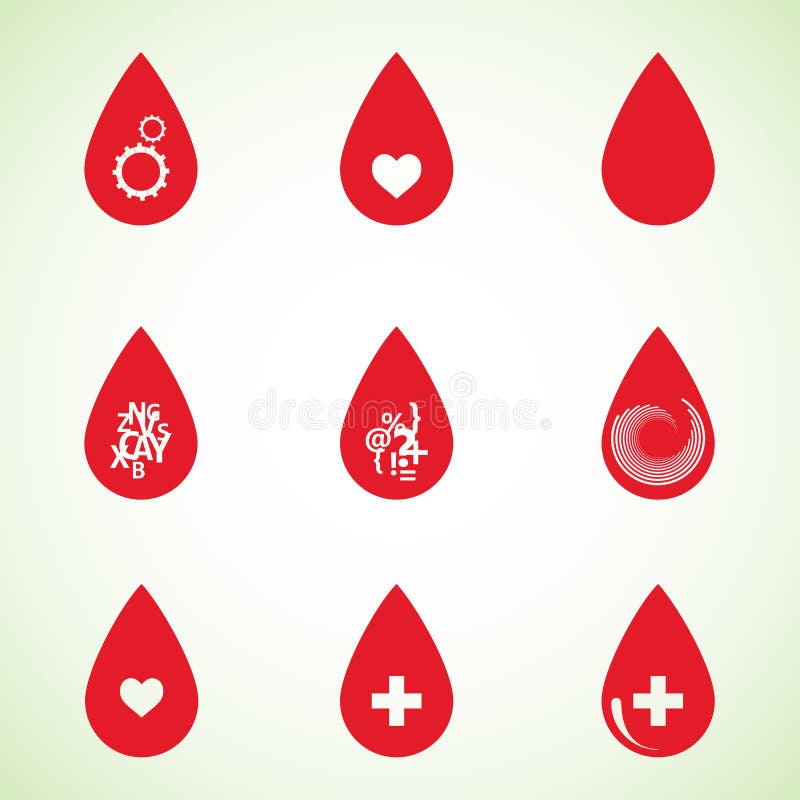 Set of Drops Red Color with Abstract Symbols Stock Vector ...