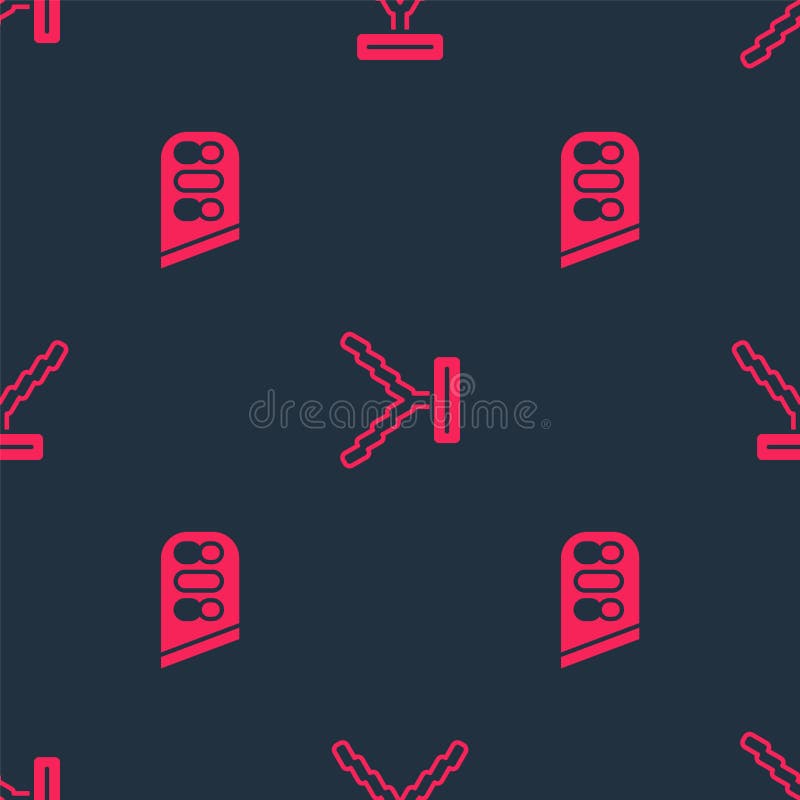 Set Drum Machine Music and Rapper Chain on Seamless Pattern. Vector ...