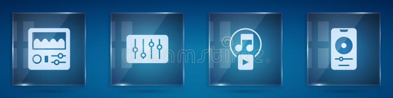 Set Drum Machine, Sound Mixer Controller, Play Square and Music Player ...