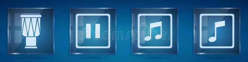 Set Drum, Pause Button, Music Note, Tone and Music Note, Tone. Square ...