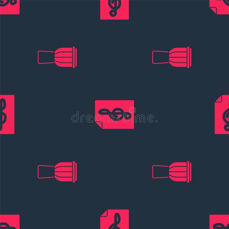 Set Drum and Treble Clef on Seamless Pattern. Vector Stock Illustration ...