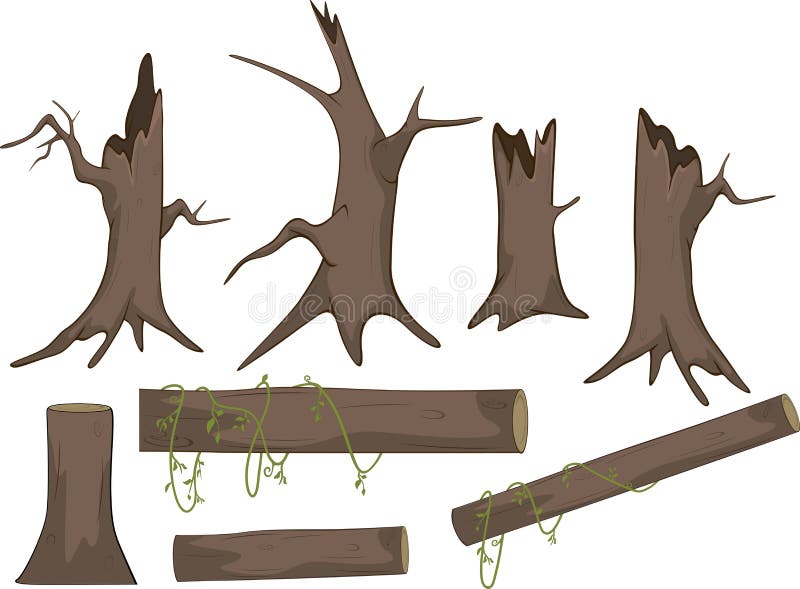 Set of dry trees cartoon stock vector. Illustration of sections - 37021136