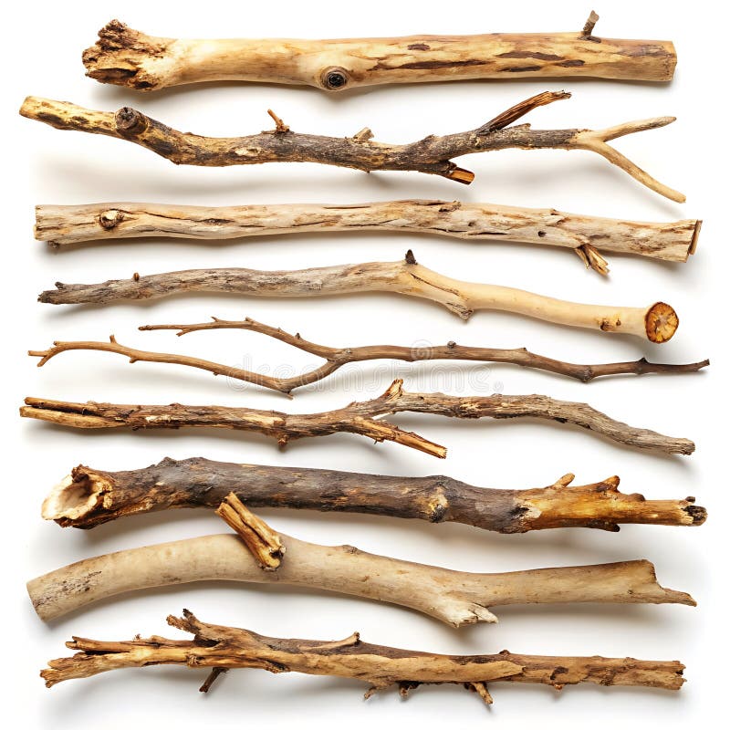Set of Dry Wood Branches, Dry Tree Branch Isolated on a White ...