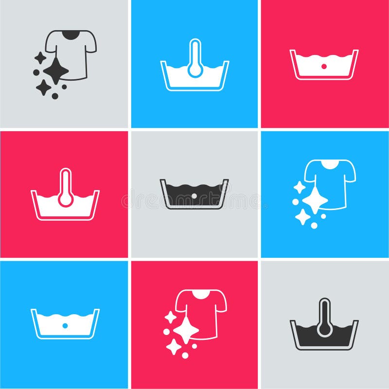 Set Drying Clothes, Temperature Wash and Icon. Vector Stock Vector ...
