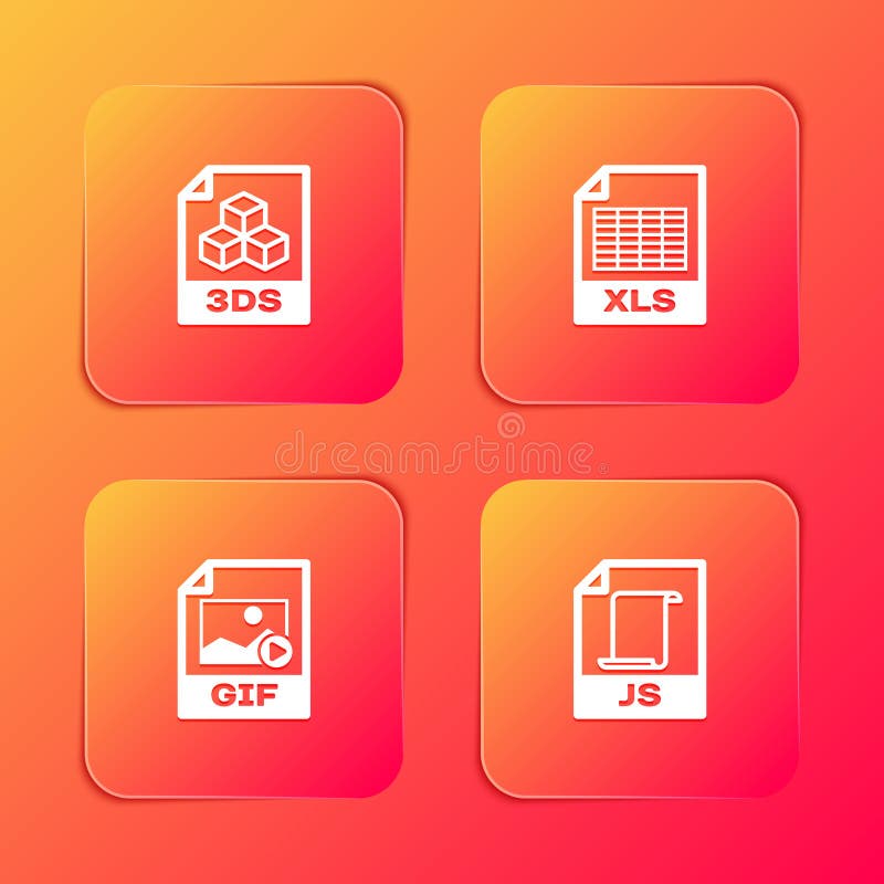 Set 3DS File Document, XLS, GIF and JS Icon. Vector Stock Vector ... Set 3DS File Document, XLS, GIF and JS Icon. Vector Stock Vector ...
