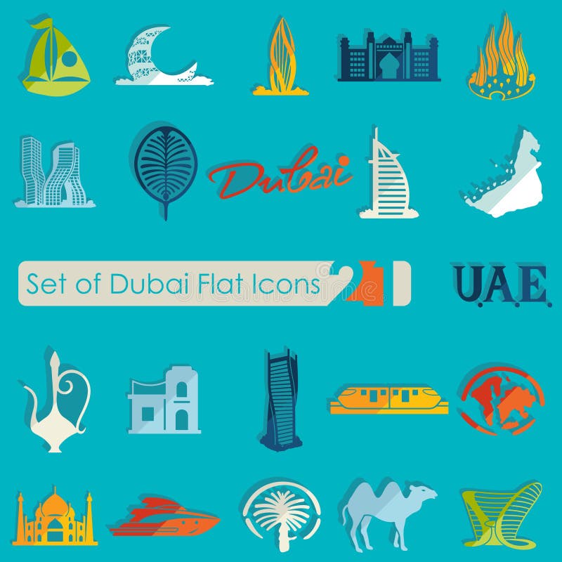 Set of Dubai icons stock vector. Illustration of collection - 78429118