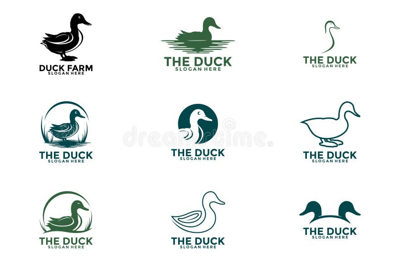 Set of Duck Logo Design Vector, Duck and Mallard Logo Vector Icon ...