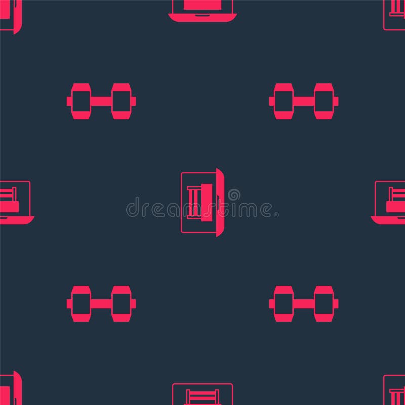Set Dumbbell and Boxing Ring on Seamless Pattern. Vector Stock ...