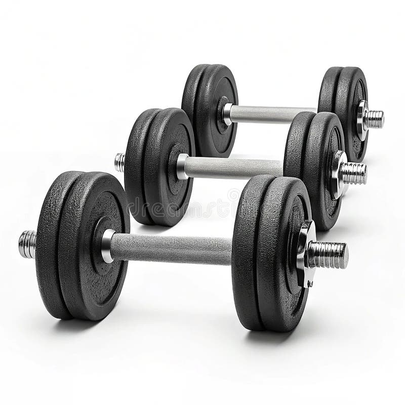 Set of Dumbbells in Various Sizes on White Stock Illustration - Illustration of versatile ...