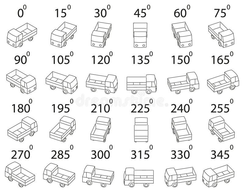 Rotation of Trucks without Semi-trailer by 45 Degrees. Stock Vector ...