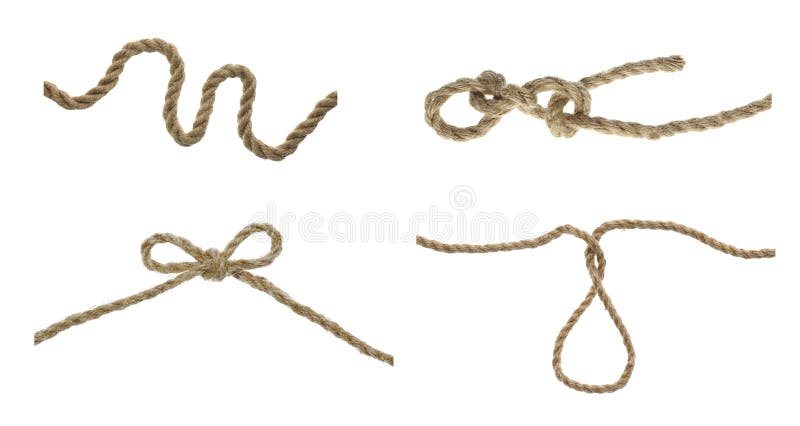 Set of Durable Hemp Ropes on White Background Stock Image - Image of ...